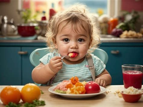Niño comiendo comida Foto Premium