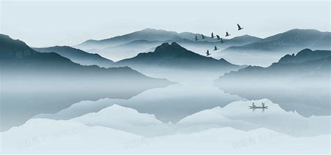 抽象水墨山水家居背景墙卧室装饰壁画背景图片下载 1920x900像素JPG格式 编号138f4dynv 图精灵