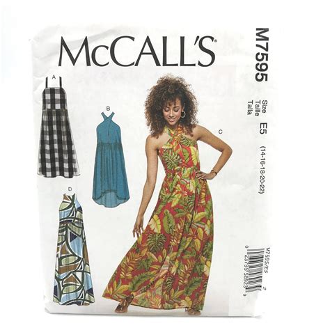 Mccalls 7595 Plus Size Dresses Mini Maxi 14 22 Uncut Sewing Etsy