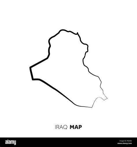 Iraq Vector Country Map Outline Black Line On White Background Stock