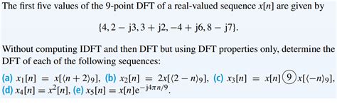 solved the first five values of the 9 point dft of a