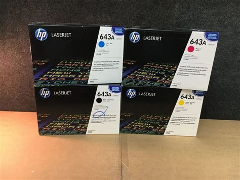 Hp 643a Cyan Yellow Magenta Black Toner Set Q5950a Q5951a Q5952a