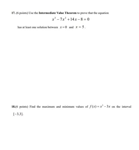 solved 17 6 points use the intermediate value theorem to