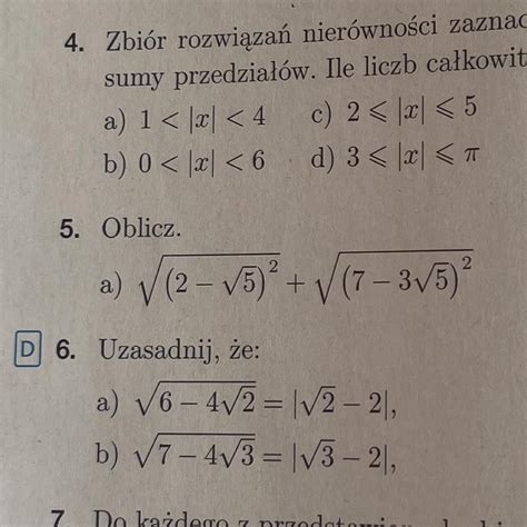 Wartość bezwzględna proszę o pomoc zadanie 5 Brainly pl