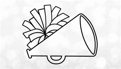 Sports Clipart Black Cheerleader Megaphone With Pom Pom Outline For