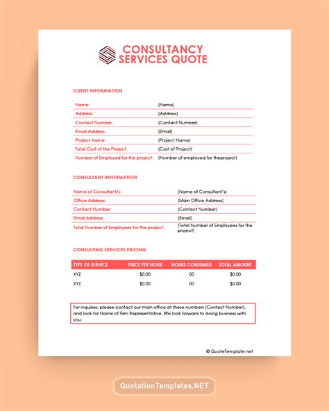 Consultancy Services Quote Template PNK 220918 Quote Templates