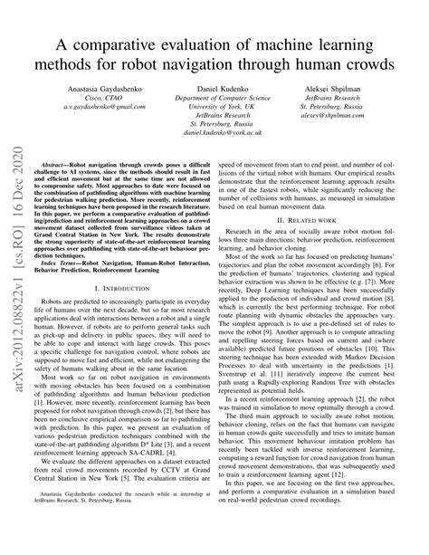 pdf a comparative evaluation of machine learning methods for robot navigation through human crowds