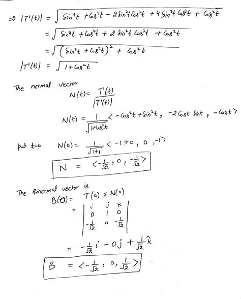 [solved] find the vectors t n and b at the given point r t 3 cos t course hero