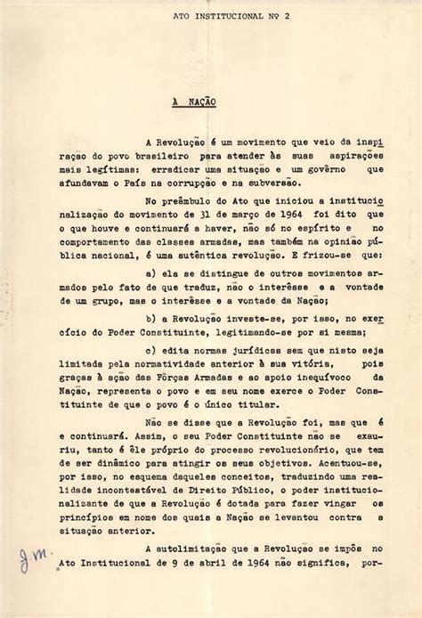 Trecho Do Ato Institucional N Memorias Da Ditadura