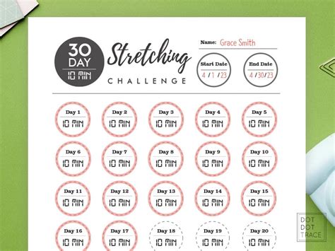 Printable 30 Day 10 Min Stretching Challenge Stretch Your Body For 30