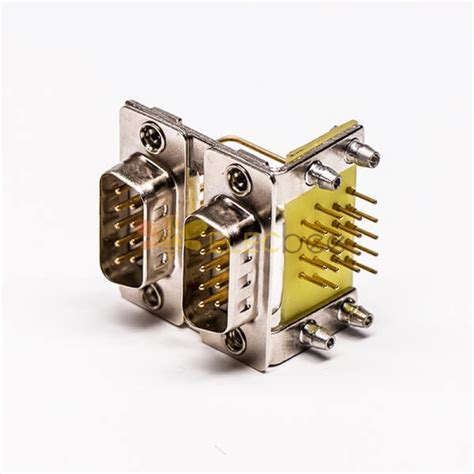 D SUB Conector De mando macho 9 pines ángulo recto a través de tipo de