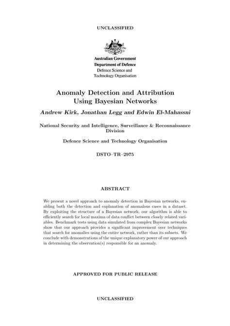 pdf anomaly detection and attribution using bayesian networks anomaly detection and