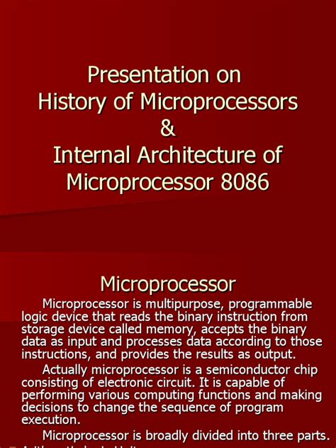 presentation on history of microprocessors pdf microprocessor central processing unit