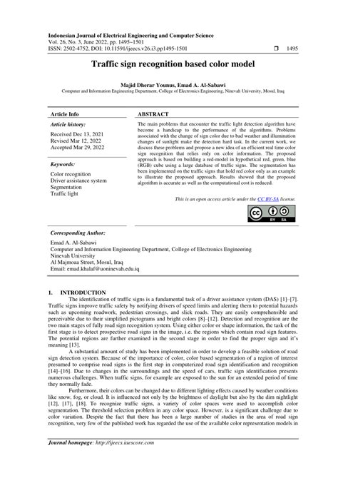 pdf traffic sign recognition based color model