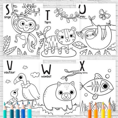Alphabet Colorier En Fran Ais Coloriages Animaux Sauvages