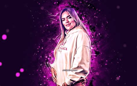 Karol G Violet Neon Lights Colombian Singer Music Stars Colombian