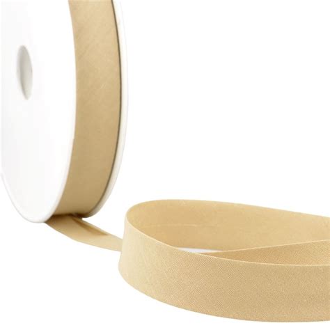 Biais replié tout textile beige marron au mètre fabriqué en France