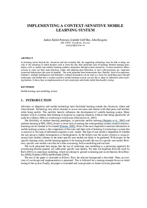 pdf implementing a context sensitive mobile learning system john krogstie