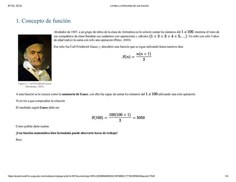 Cálculo diferencial v1 Límites y continuidad de una función 8 7 22