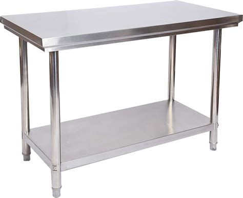 WilTec Mesa Trabajo Acero INOX Mesa jardín 100x60x85 cm Ajustable