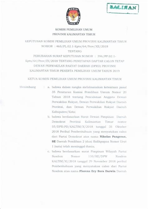 PDF Komisi Pemilihan Umum Provinsi Kalimantan Timur KPU Prov