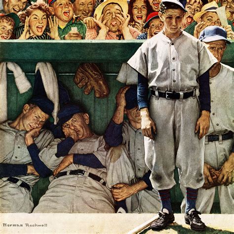 Vault W Artwork The Dugout By Norman Rockwell Painting Print On