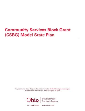 Fillable Online Development Ohio CSBG Model State Plan Development