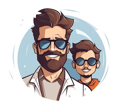 Ilustración de dibujos animados de un hombre con barba y gafas de sol y