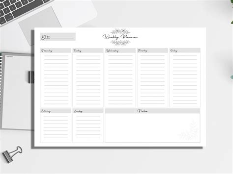 Weekly Planner Printable To Do List Printable Planner Etsy