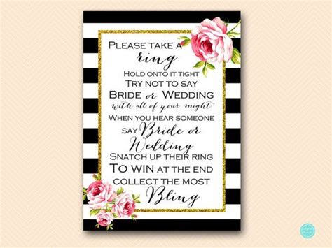 Don T Say Bride Or Wedding Ring Game Clothespin Game Black White