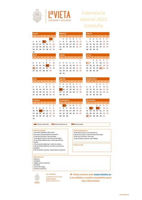 Calendari Laboral De CATALUNYA 2022 En PDF Per A Imprimir