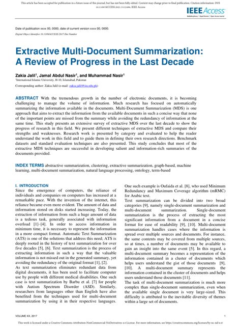 pdf extractive multi document summarization a review of progress in the last decade