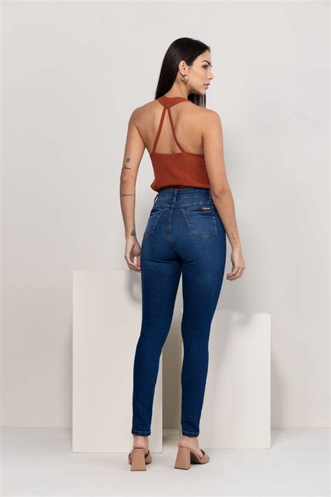Calça Jeans Feminina Skinny Azul Escuro F2023026 Oxiblue Jeans
