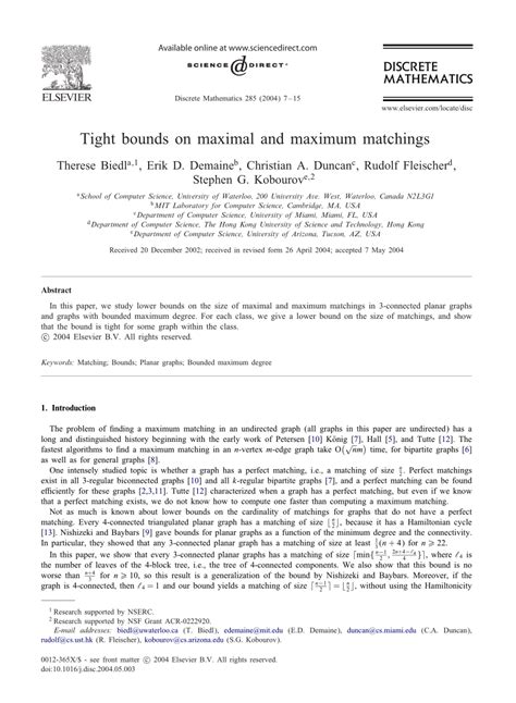 pdf tight bounds on maximal and maximum matchings