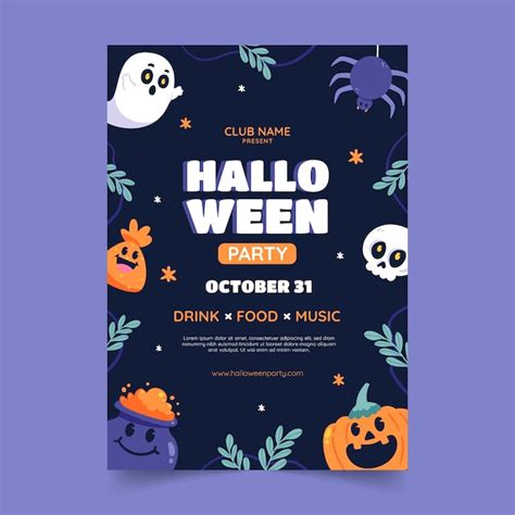 Flache vertikale plakatvorlage für feier der halloween saison