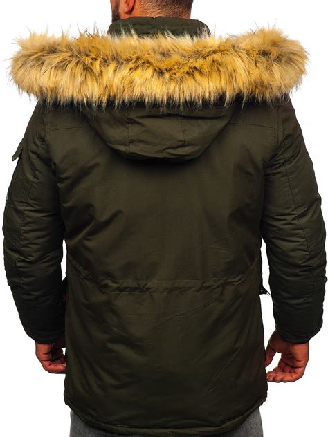 Khaki kurtka męska zimowa parka Denley 5M791