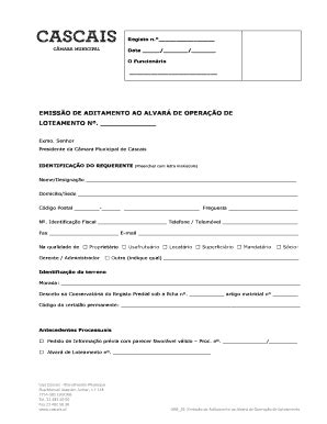 Preench Vel Dispon Vel Cm Cascais Emiss O De Aditamento Ao Alvar De