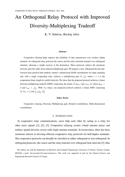 pdf an orthogonal relay protocol with improved diversity multiplexing tradeoff