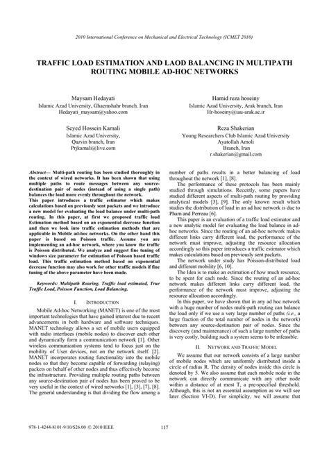 pdf traffic load estimation and load balancing in multipath routing mobile ad hoc networks