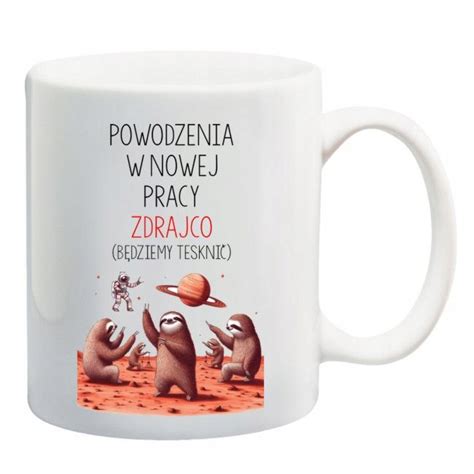 Kubek powodzenia w nowej pracy odejście z pracy pożegnanie praca biuro