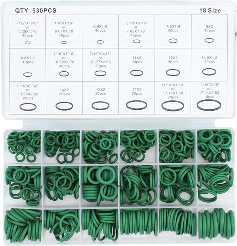 Yuhtech O Ring Kit Assortito In Gomma 530 Pcs 18 Dimensioni Set