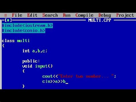 C Program To Multiply Two Numbers Using Class Multiplication Of Two