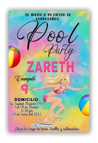 35 Invitaciones En Físico Y 1 Digital De Pool Party Envío gratis