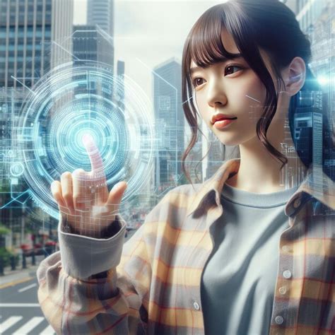 Premium Photo Interacting With Futuristic Holographic Interface With