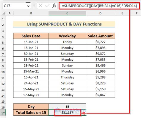 how to sum values by day in excel 8 easy ways exceldemy