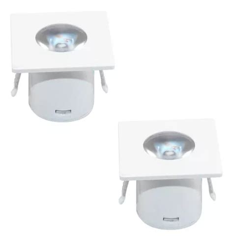 Lámpara Kian Kit 2 mini spot led quadrada 1w 3000k branco moveis biv