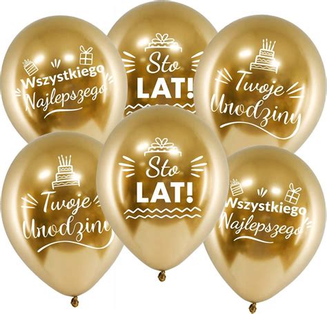 Balony Na Urodziny Sto Lat Złote Lustrzane 50szt Ceny i opinie