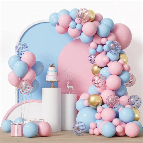 Pink And Blue Balloon Garland Arch Kit Pink Blue Confetti Gold Latex