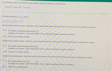 solved find all points where the function has any relative