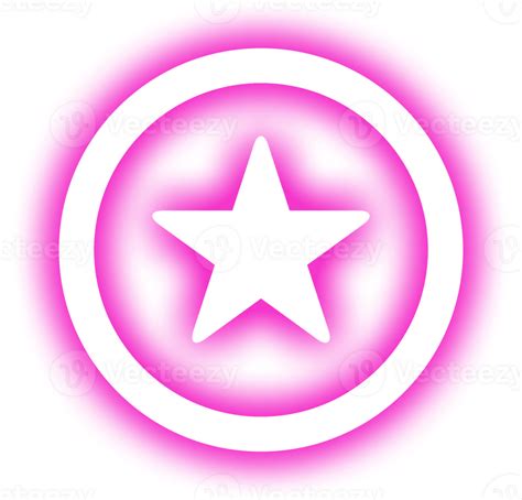 Neon Star In A Circle Badge And In Pink Color Png
